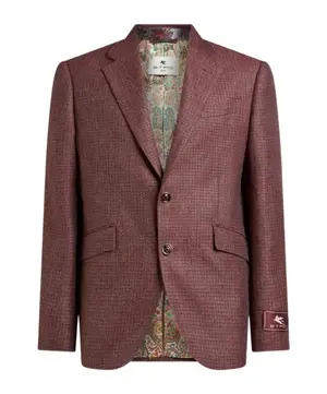 Etro Single-breasted Wool Mouliné Jacket - Red