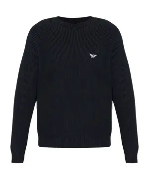 Emporio Armani Logo Embroidered Crewneck Jumper