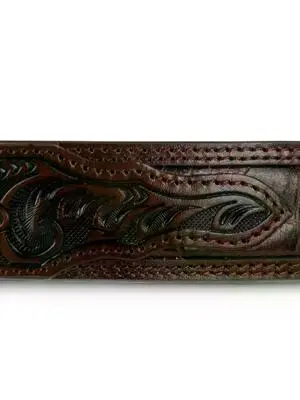 STETSON Croc-effect Floral-tooled Belt