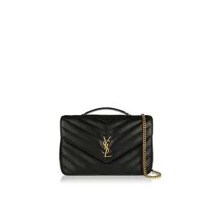 SAINT LAURENT Loulou Large Leather Shoulder Bag - Black