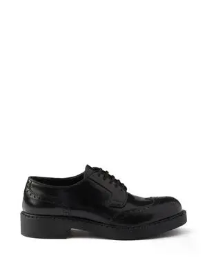 Prada Chocolate Brushed Leather Derby Brogues