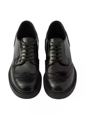 Prada Chocolate Brushed Leather Derby Brogues