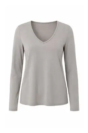 CONQUISTA Clean-line V-neck Long Sleeve Top