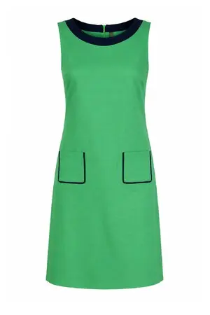 CONQUISTA Contrast-trim Sleeveless Shift Dress