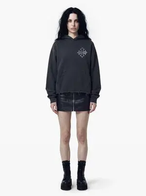 OTHER UK Icon Vintage Issue Raw Edge Oversized Hoodie Vintage - Black