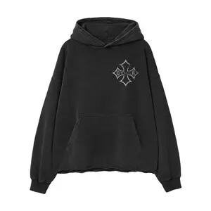 OTHER UK Icon Vintage Issue Raw Edge Oversized Hoodie Vintage - Black
