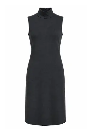 CONQUISTA Charcoal Sleeveless High-neck Fitted Dress