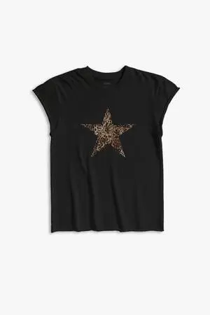 OTHER UK Leopard Star Rocker Tee Aged - Black