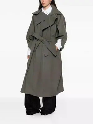 Issey Miyake Belted Oversized-collar Coat - Grey