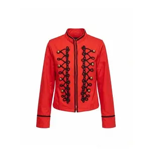 TANTRA SPAIN SL Military-style Jacket With Drawstring, Trim, And Gold Buttons - Red