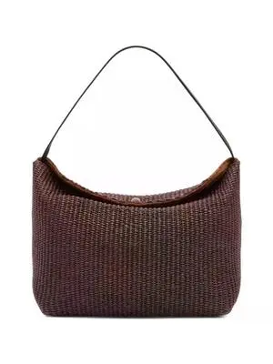 Christopher Esber Medium Turnlock Raffia Shoulder Bag