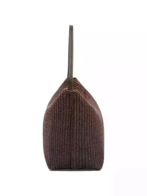 Christopher Esber Medium Turnlock Raffia Shoulder Bag