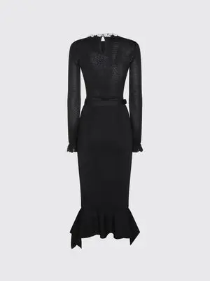 SELF-PORTRAIT Jewel-embellished Slim Fit Knit Midi Sheath Dress With Long Sleeves
