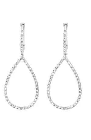 EFFY 14k White Gold Diamond Dewdrop Earrings - Metallic Silver