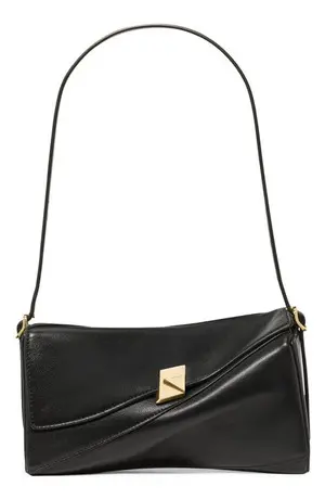 Kate Spade New York Deco Smooth Leather Twisted Flap Shoulder Bag - Black