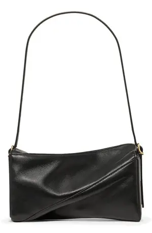 Kate Spade New York Deco Smooth Leather Twisted Flap Shoulder Bag - Black