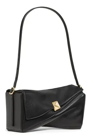 Kate Spade New York Deco Smooth Leather Twisted Flap Shoulder Bag - Black