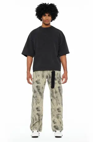CULT OF INDIVIDUALITY Grunge Leopard Baggy Fit Cargo Jeans - Mojave