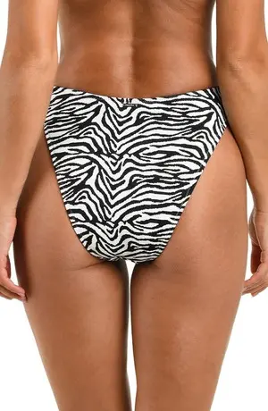 L'Agence Gianna Zebra Print High Leg Bikini Bottoms