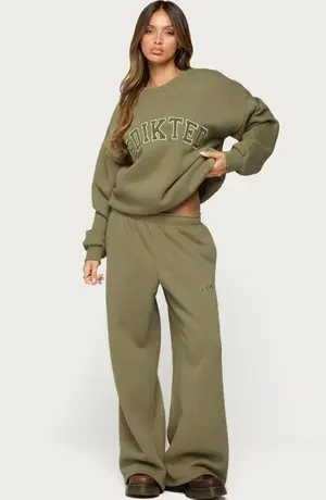 EDIKTED Major Wide Leg Sweatpants - Olive