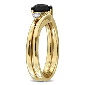 JULIANNA B. Black & White Bridal Ring Set 10k