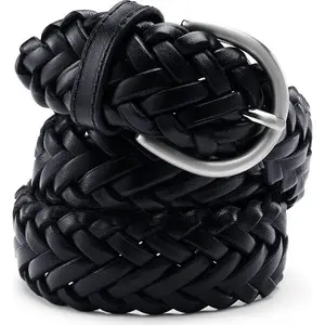 LANDS' END Leather Braided Belt - Black