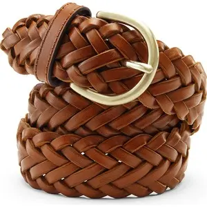 LANDS' END Leather Braided Belt - Chestnut