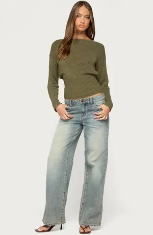 EDIKTED Tezi Boat Neck Light Knit Top