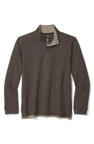 Tommy Bahama Camino Bluff Button Mock Neck Pullover - Tilth Heather