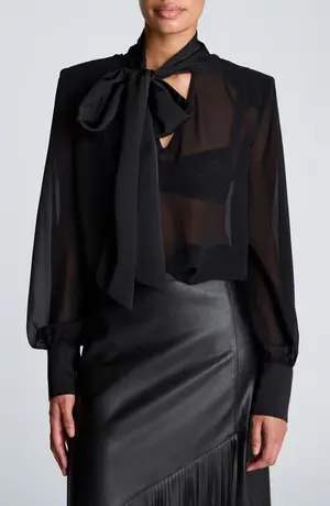 KENNETH COLE COLLECTION Tie Neck Chiffon Top