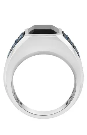 EFFY Onyx & Sapphire Geometric Signet Ring In Sterling Silver