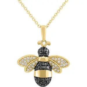 EFFY 14k Yellow Gold Diamond Honeybee Pendant - Black