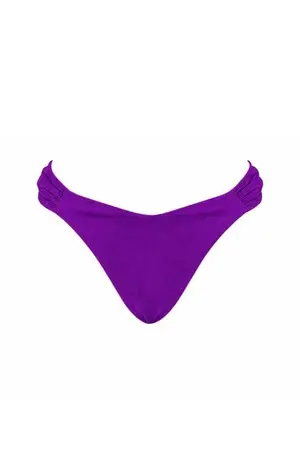 CHERINA BEACHWEAR Isla High-cut Ruched Side Details Bikini Bottom - Purple