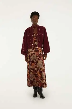 Farm Rio Studded Corduroy Velvet Jacket