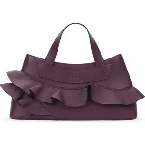 BEHNO Franca Ruffle Nappa Leather Shoulder Bag - Cherry