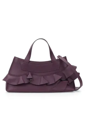 BEHNO Franca Ruffle Nappa Leather Shoulder Bag