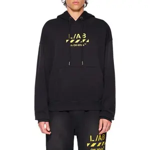 L/AB C/O OFF-WHITE Diag Garment Cotton Washed Hoodie - Black