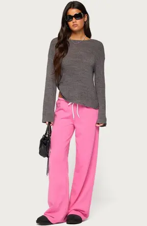 EDIKTED Drop Shoulder Light Knit Sweater
