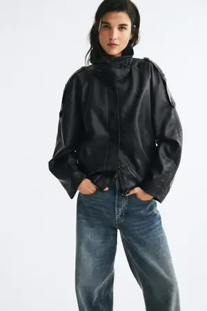 H&M Oversized Coated Jacket - Black