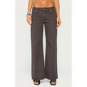 EDIKTED Daytime Low Rise Baggy Wide Leg Jeans - Gray