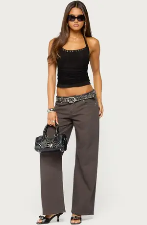 EDIKTED Daytime Low Rise Baggy Wide Leg Jeans