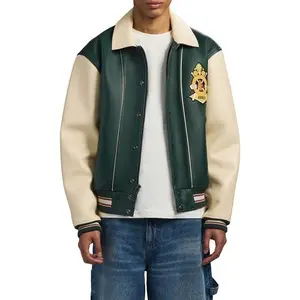 AVIREX Chief High Hawk Leather Varsity Jacket - Hunter