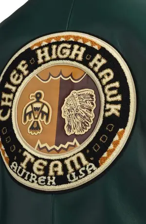 AVIREX Chief High Hawk Leather Varsity Jacket - Hunter