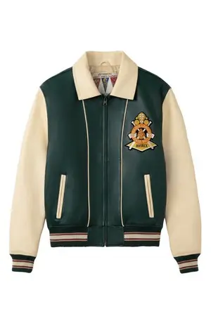 AVIREX Chief High Hawk Leather Varsity Jacket - Hunter