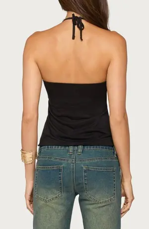 EDIKTED Ivana Studded Halter Top - Black