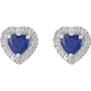 EFFY Heart Sapphire Stud Earrings In Sterling Silver - Blue