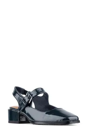 DONALD PLINER Audriana Patent Leather Mary Jane Slingback Pump - Navy