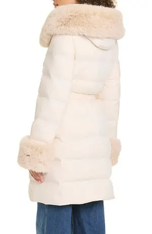 Kate Spade New York Belted Puffer Coat With Removable Faux Fur Trim - Sand Dollar
