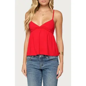EDIKTED Belen Lace Babydoll Top - Red