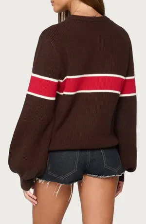 EDIKTED Nautical Striped Oversized Crewneck Sweater